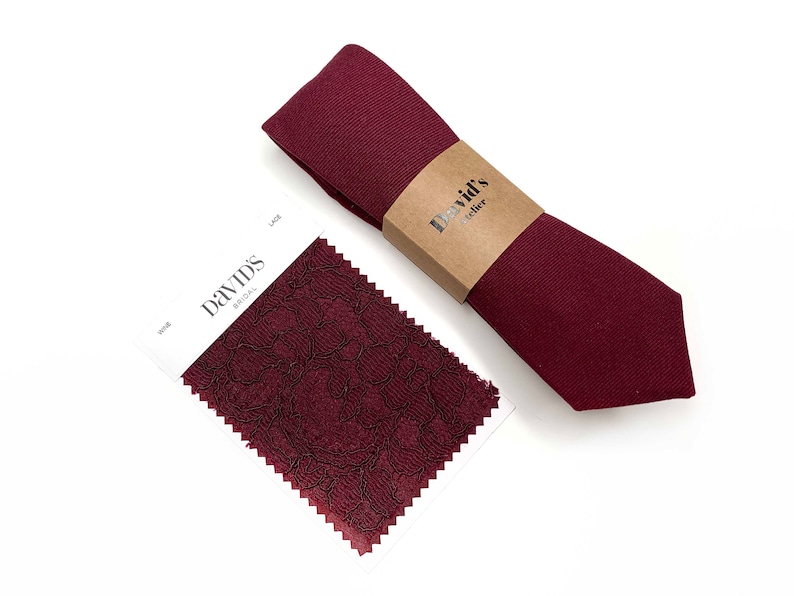 Wine Wedding Tie for Davids Bridal Dress Burgundy Cotton Necktie ...
