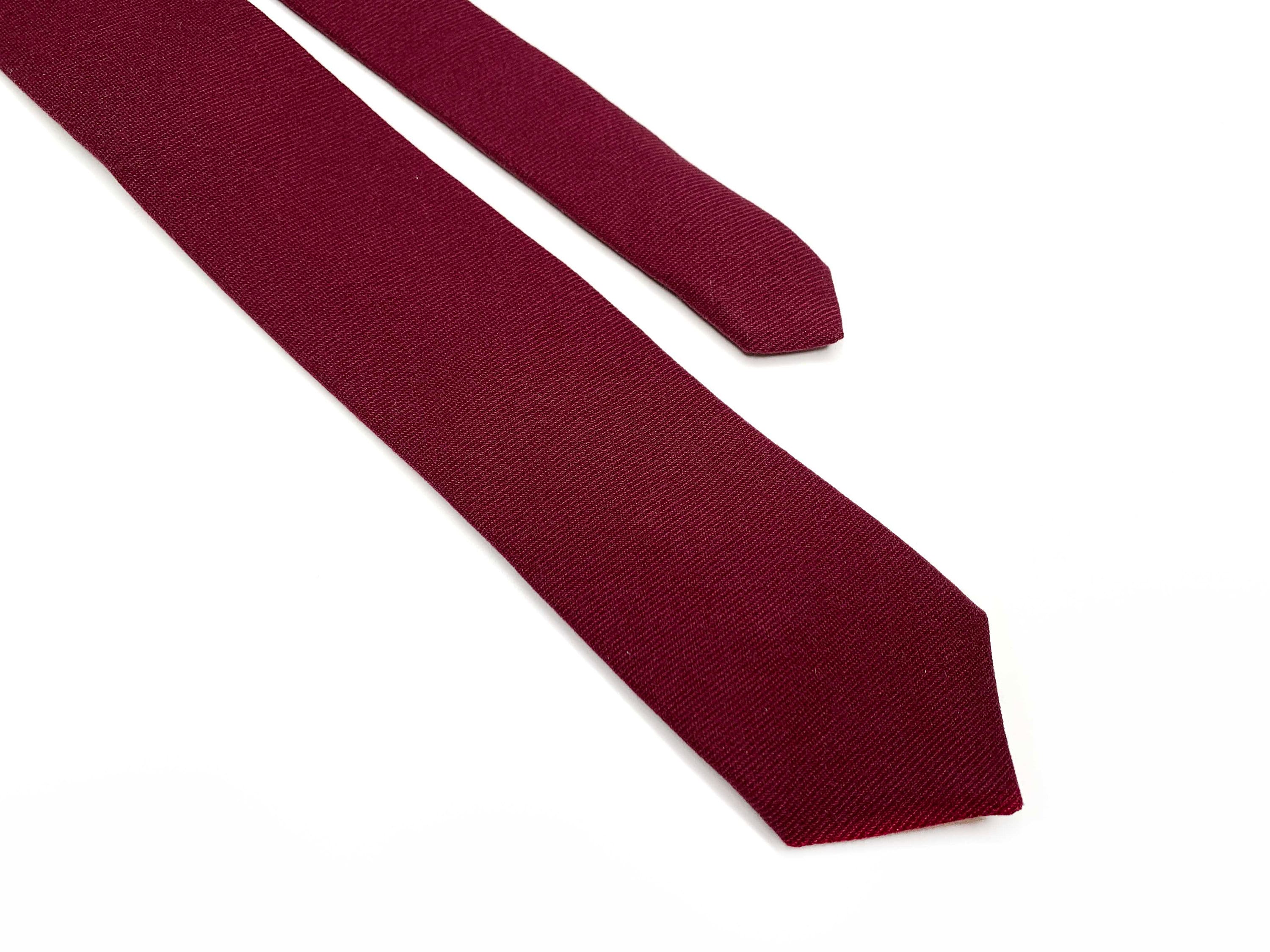 Burgundy Tie Solid Wine Cotton Necktie Maroon Formal Skinny | Etsy