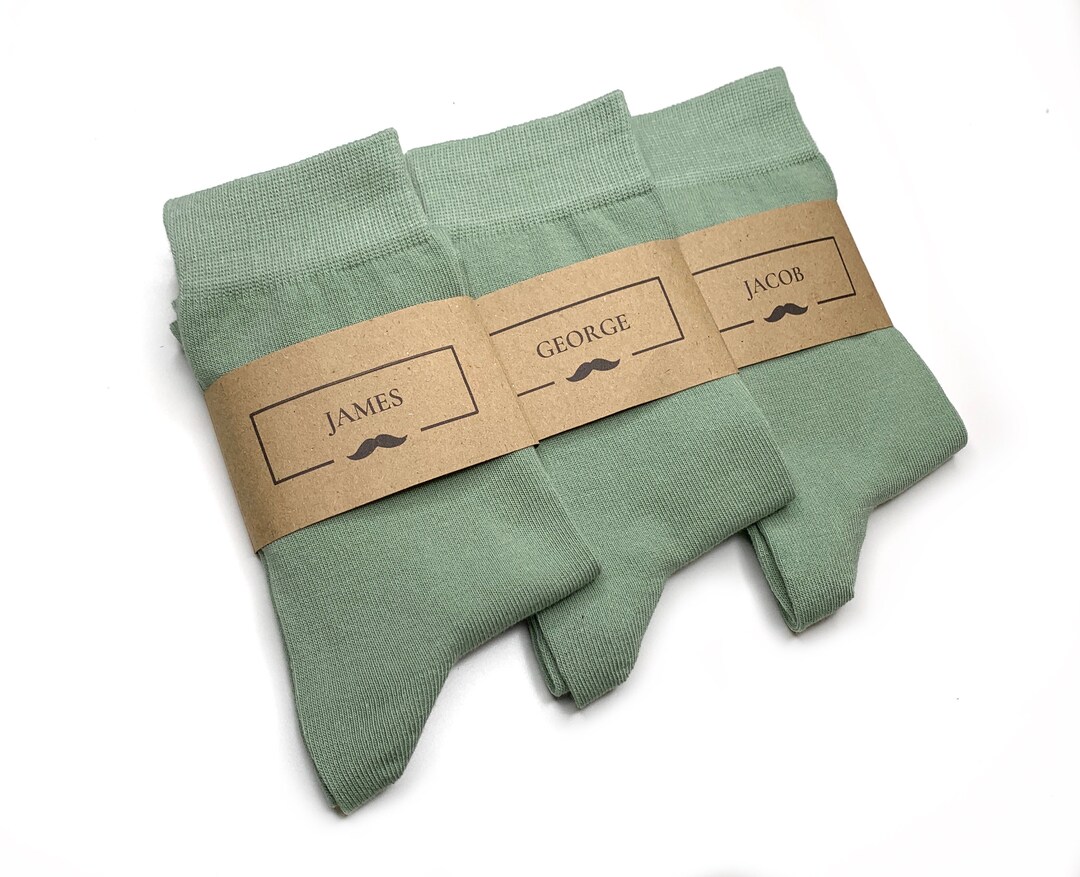 Plain DUSTY SAGE Groomsmen Socks + FREE Personalization for Wedding ...
