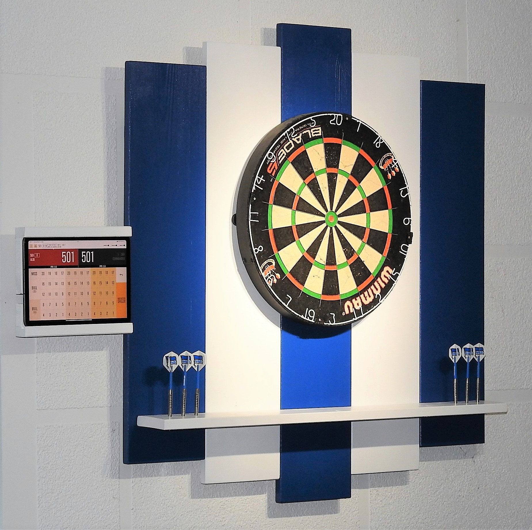 2x Jeu de flechettes acier Hertha BSC Berlin incl. PREMIUM Dartboard Surround en bleu blanc de protection murale Dart Dart Catchring Backboard Etsy France