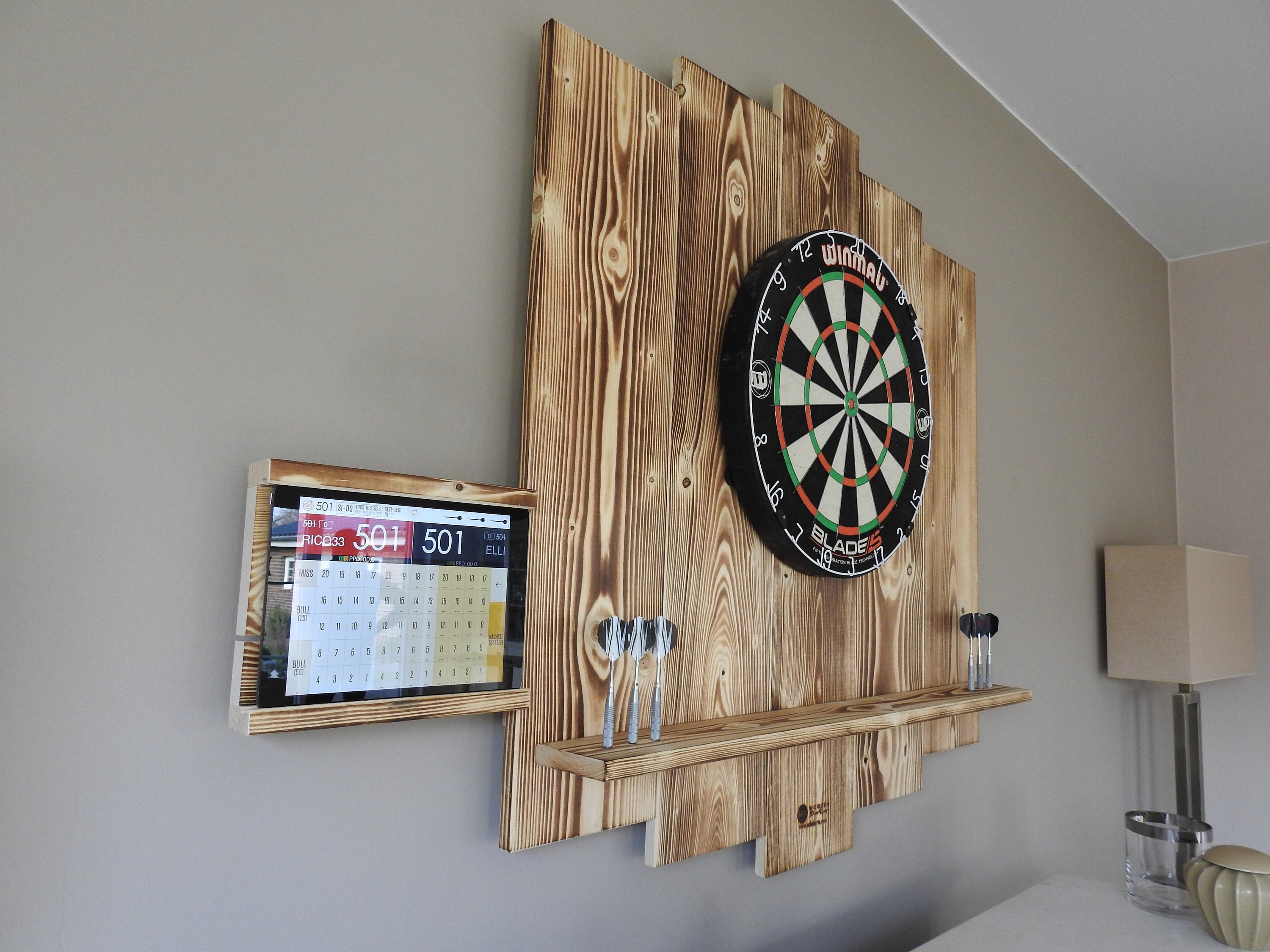 WOODEN Dartboard Surround PREMIUM Dart Wall Protection Tablet Holder Catchring Backboard Burnt Look or Color Design Made in Berlin Etsy UK