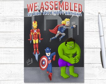 Marvel Birthday Card Avengers Birthday Card Have a Marvelous - Etsy