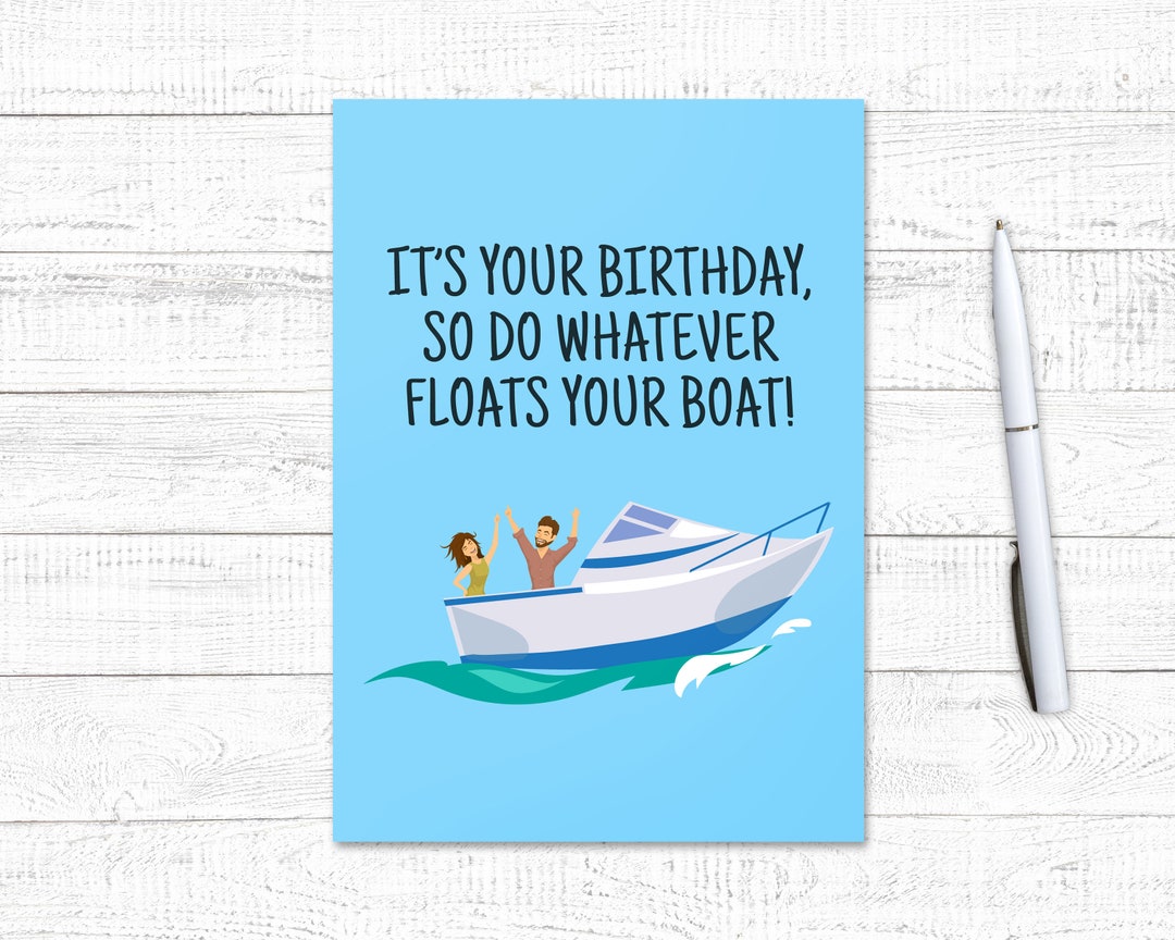Boat PRINTABLE Birthday Card, Cute Birthday Card, Funny Birthday, Boat ...
