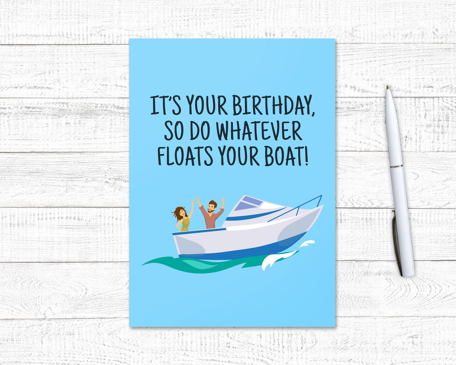 Boat PRINTABLE Birthday Card, Cute Birthday Card, Funny Birthday, Boat ...