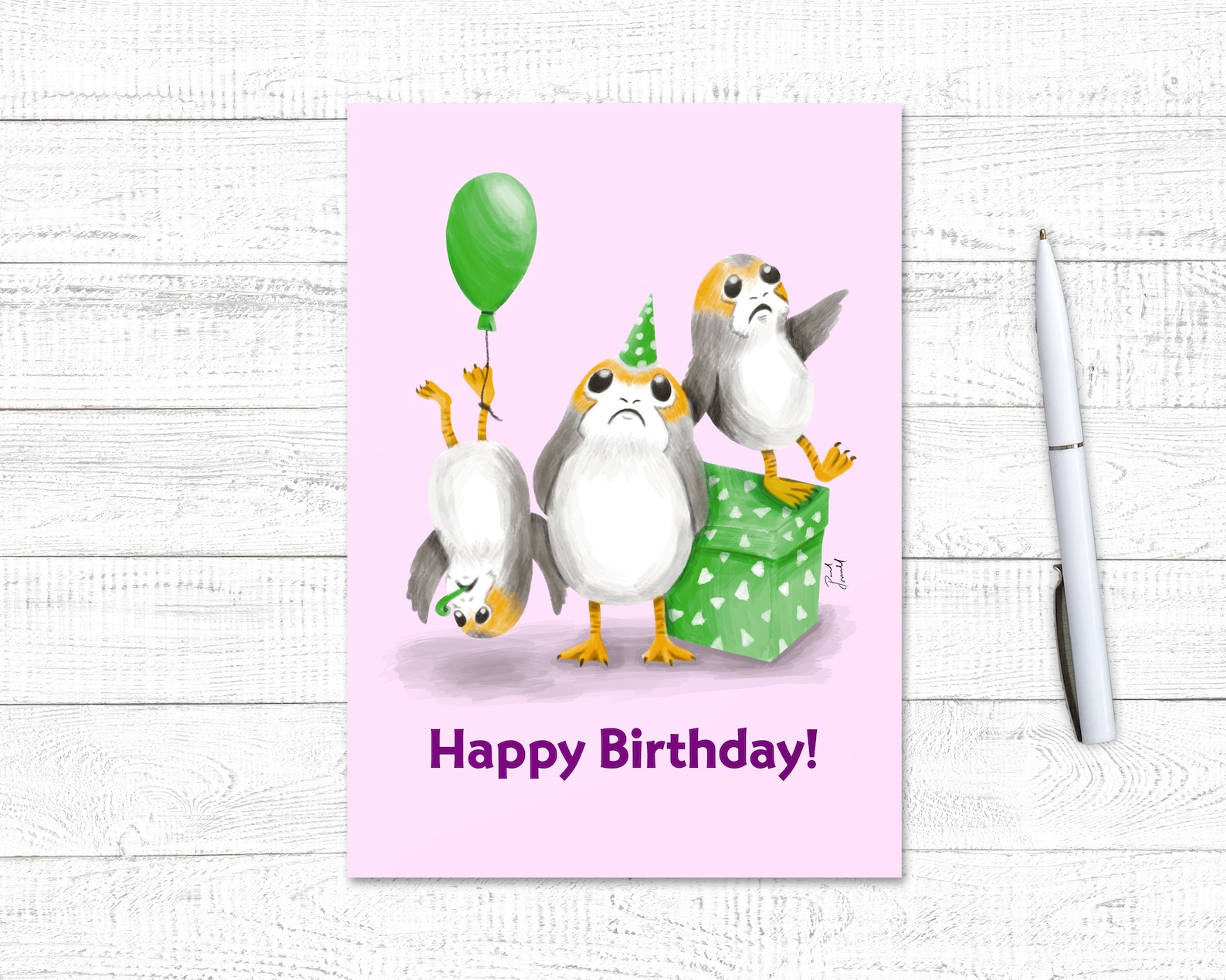 Porg Birthday Card, PRINTABLE Birthday Card, Happy Birthday Card, Cute ...
