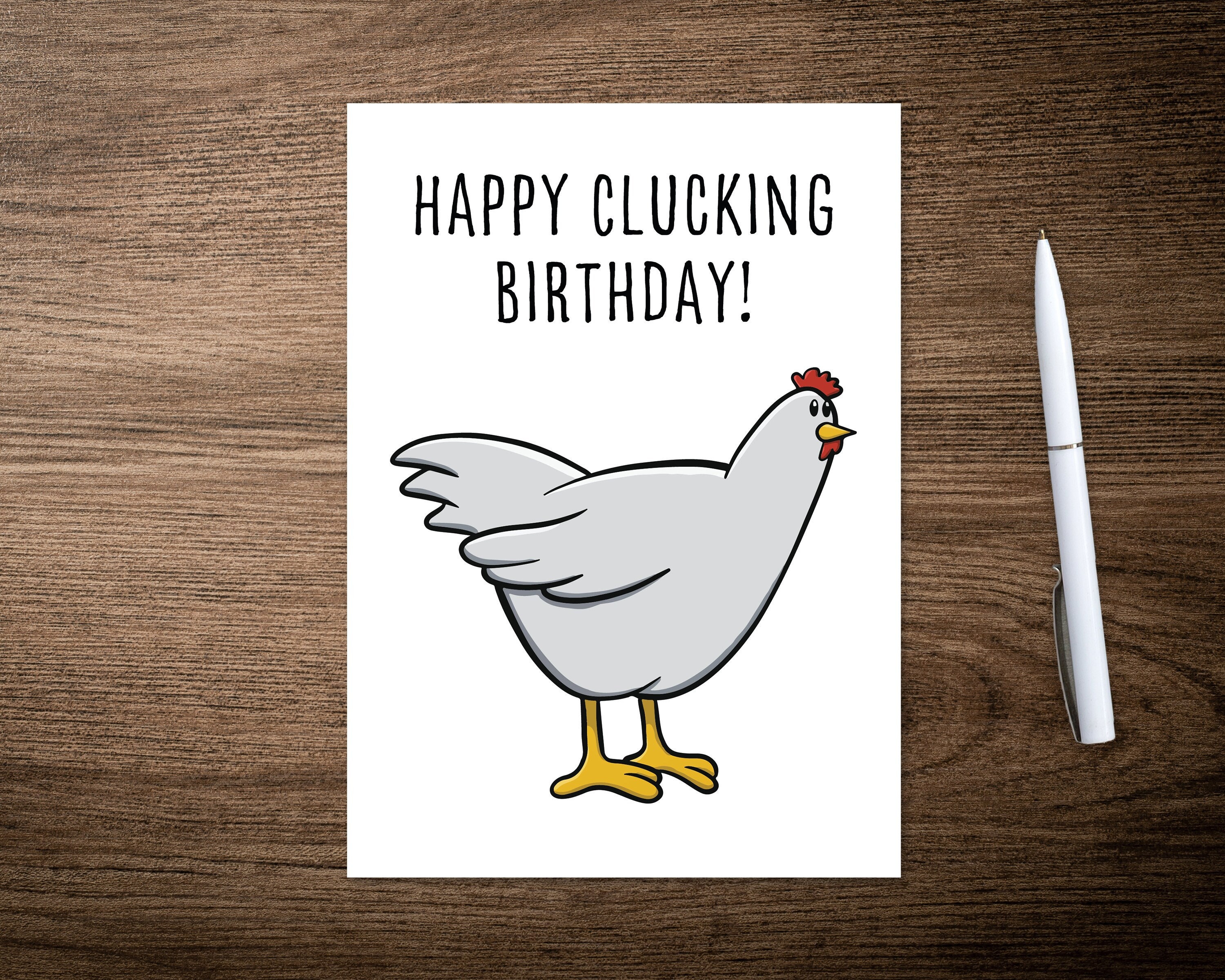 Chicken PRINTABLE Birthday Card, Funny Birthday Card, Cute Birthday ...