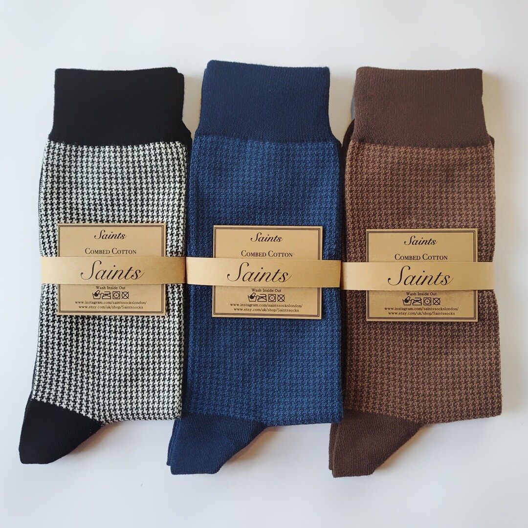 New Colour Added* Men's Luxury Houndstooth Pattern Socks, High Quality ...