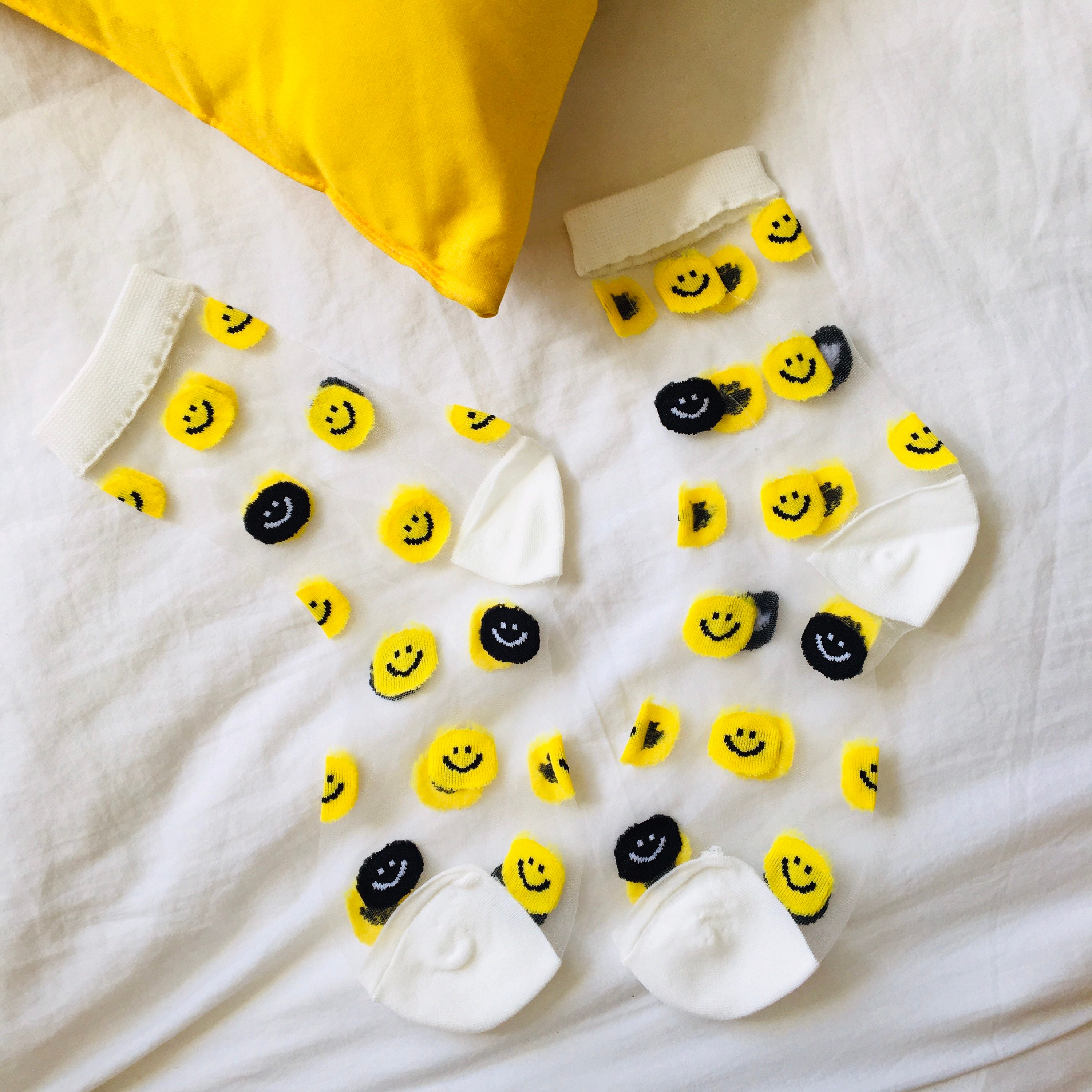 See-through Smiley smile womens socks White Transparent | Etsy