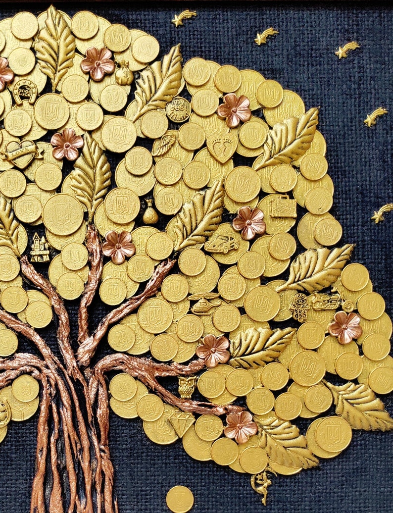 Decorative Painting Gold Money Tree of Wishes in a Frame,picture Money ...