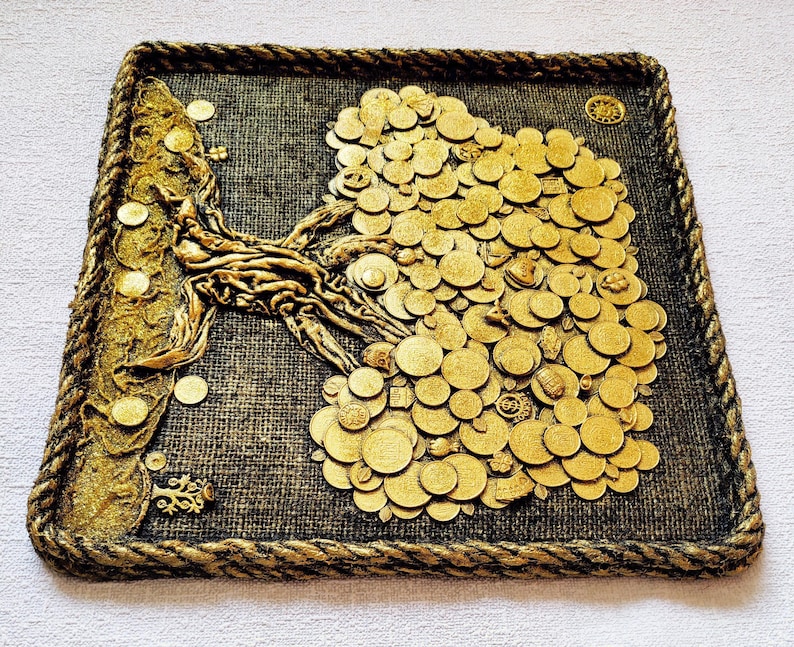 Decorative Painting Gold Money Tree of Wishes in a Frame,picture Money ...