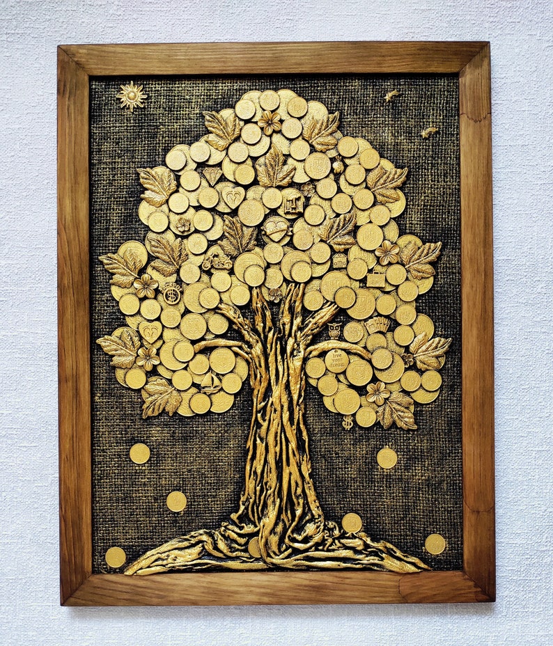 Decorative Painting Gold Money Tree in a Frame,picture Money Tree ...