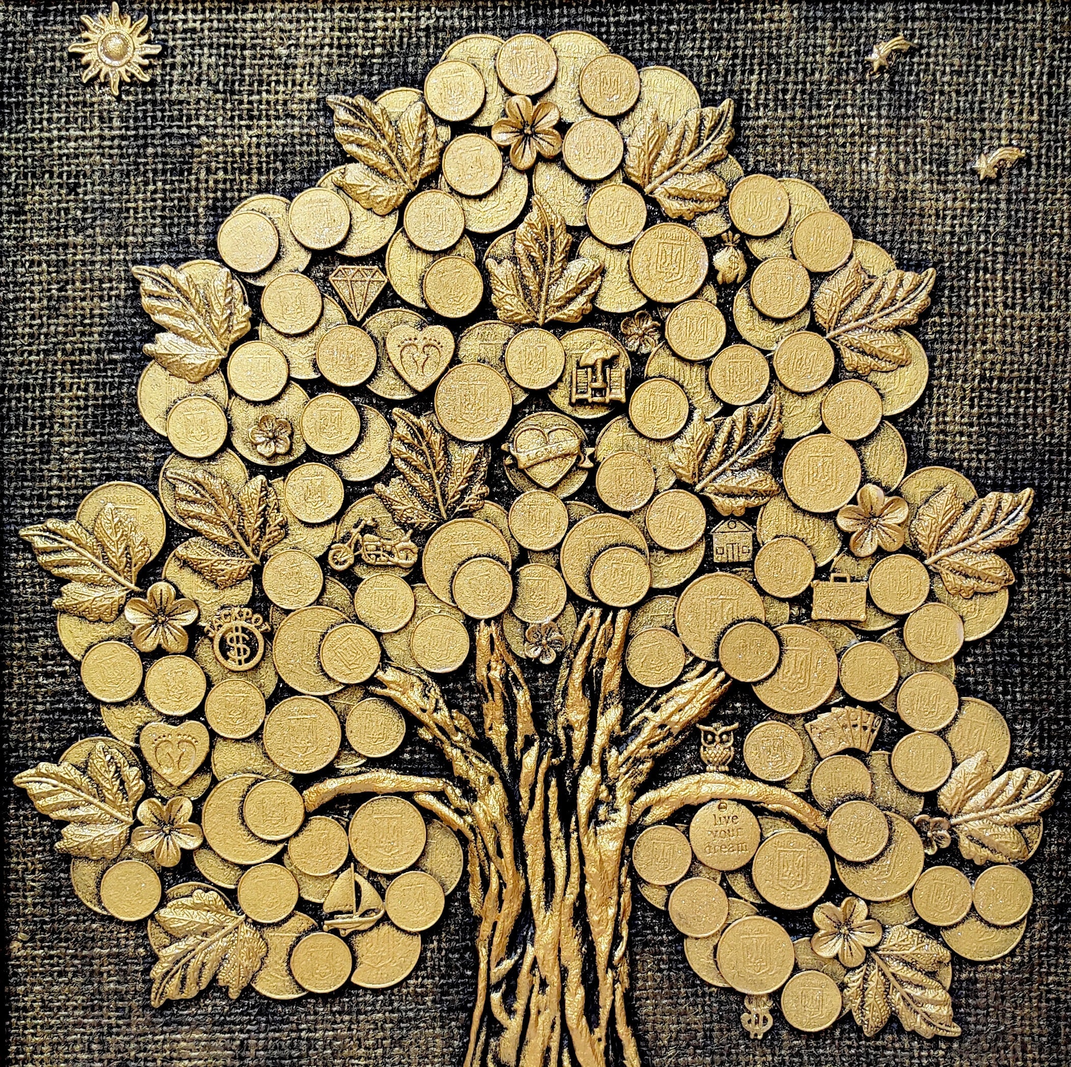 Decorative Painting Gold Money Tree in a Frame,picture Money Tree ...