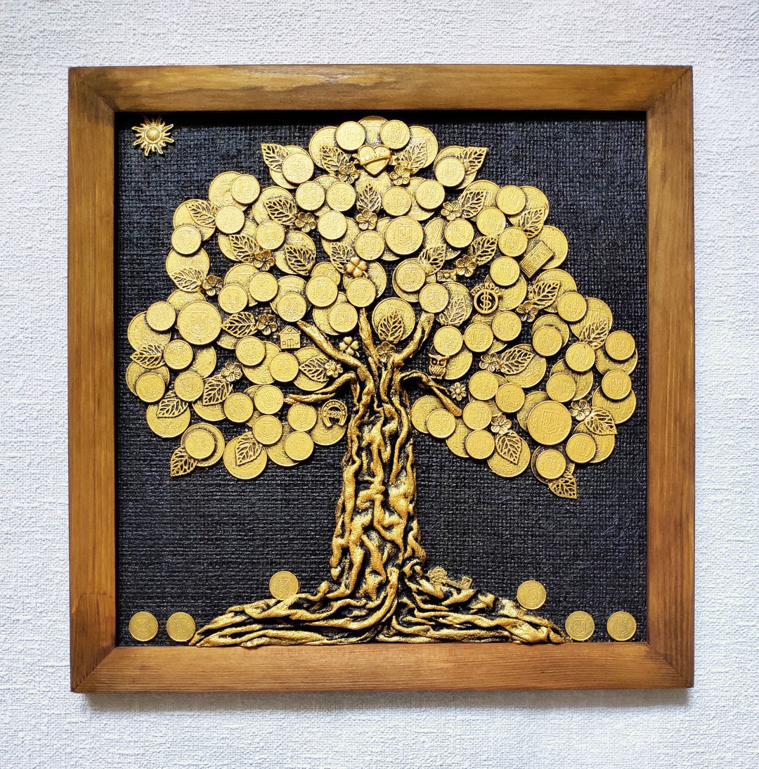 Decorative Painting Gold Money Tree of Wishes in a - Etsy