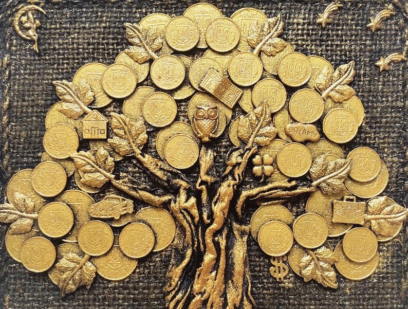 Decorative Painting Money Tree Round,picture Money Tree, Housewarming ...