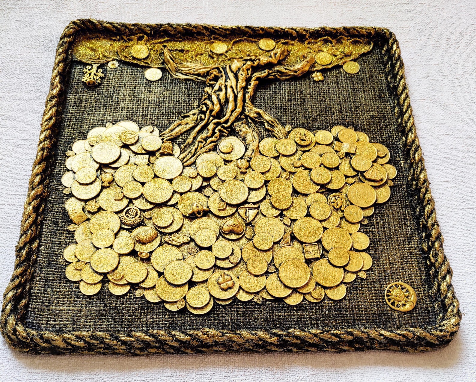 Decorative Painting Gold Money Tree of Wishes in a Frame,picture Money ...