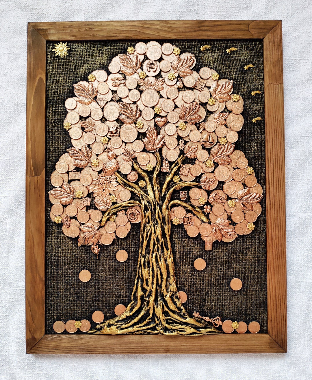 Decorative Painting Copper Money Tree of Wishes in a Frame,picture ...