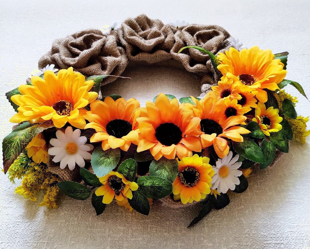 Burlap Sunflower Wreath Sunflower Decor Sunflower Wreaths - Etsy