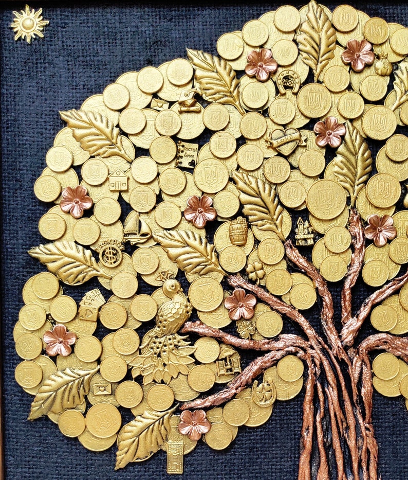 Decorative Painting Gold Money Tree of Wishes in a Frame,picture Money ...