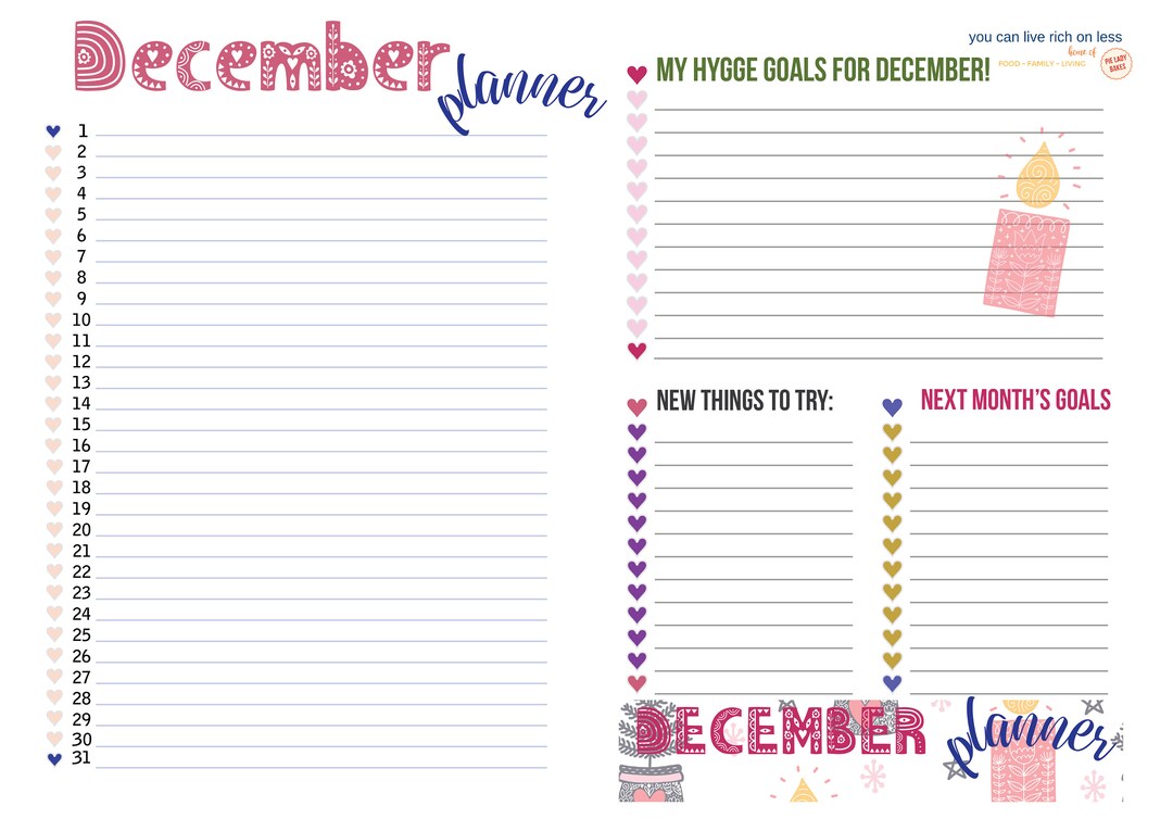 Hygge Monthly Perpetual Calendar Digital and Printable - Etsy
