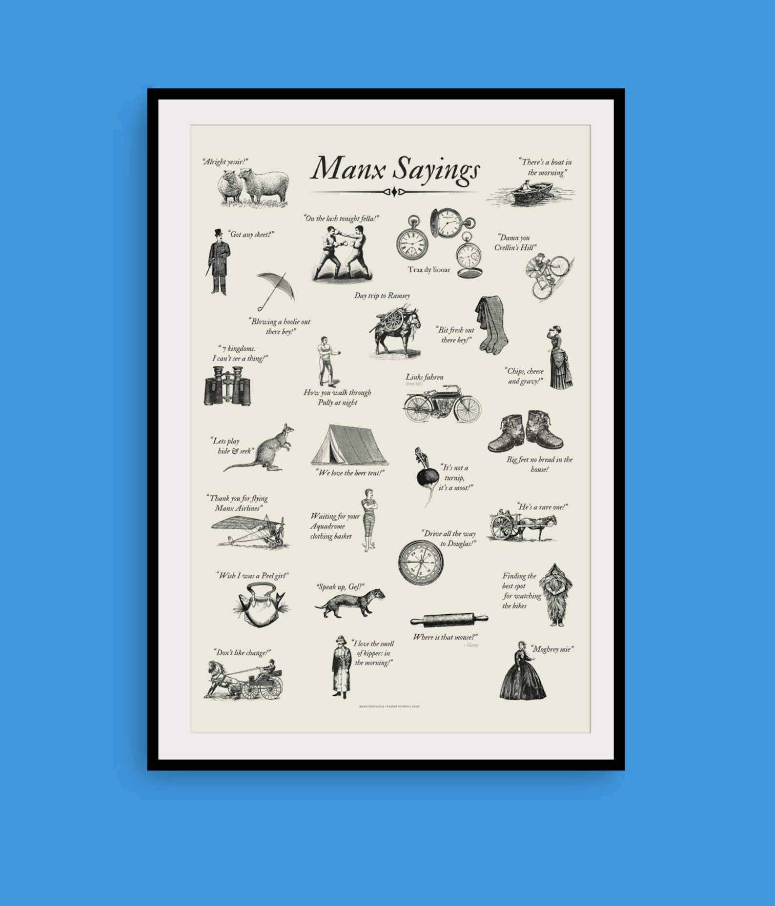 All Manx Sayings on Victorian Illustrations // Tea Towel // Poster ...