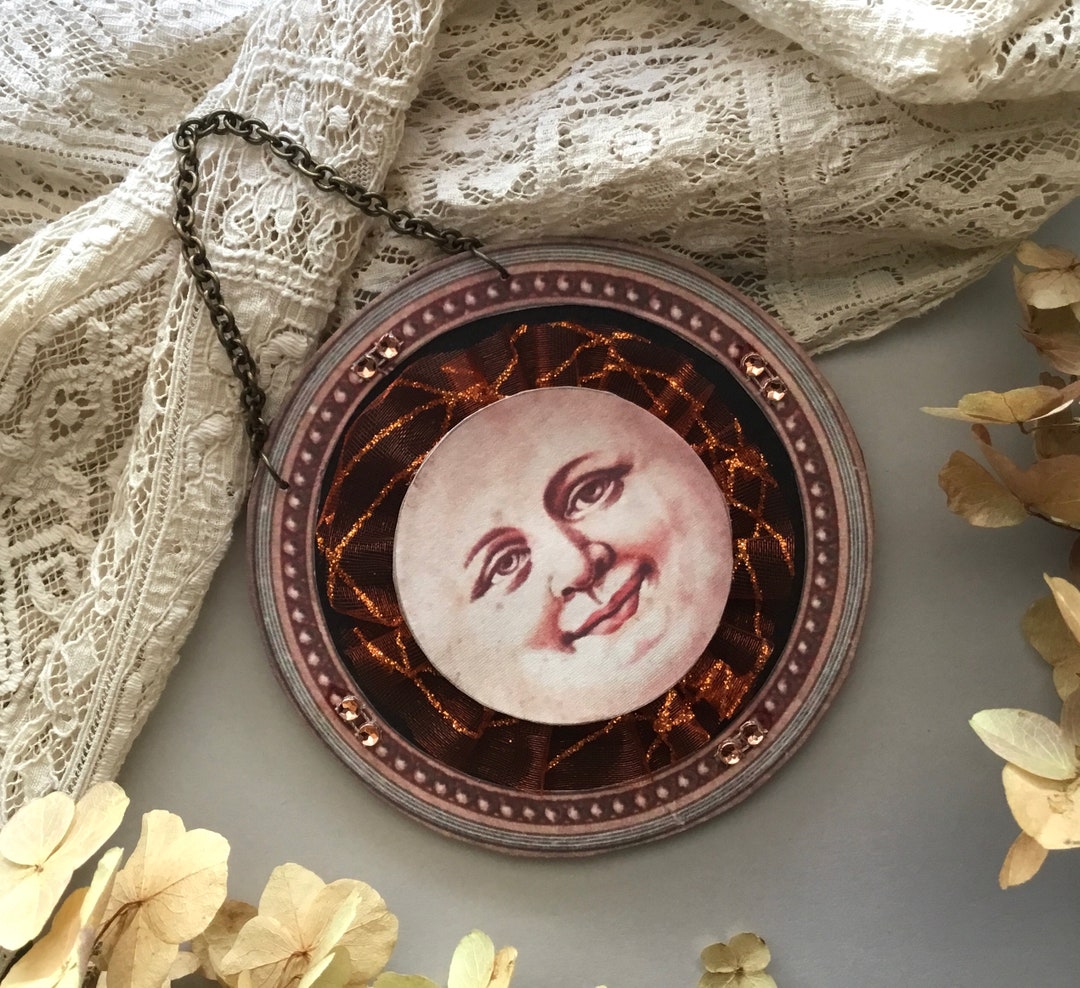 Victorian Moon Ornament/ Antique Style Christmas Ornament/ Vintage ...