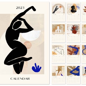 New 2023 Art Calendar Sunday and Monday Start Minimalist - Etsy