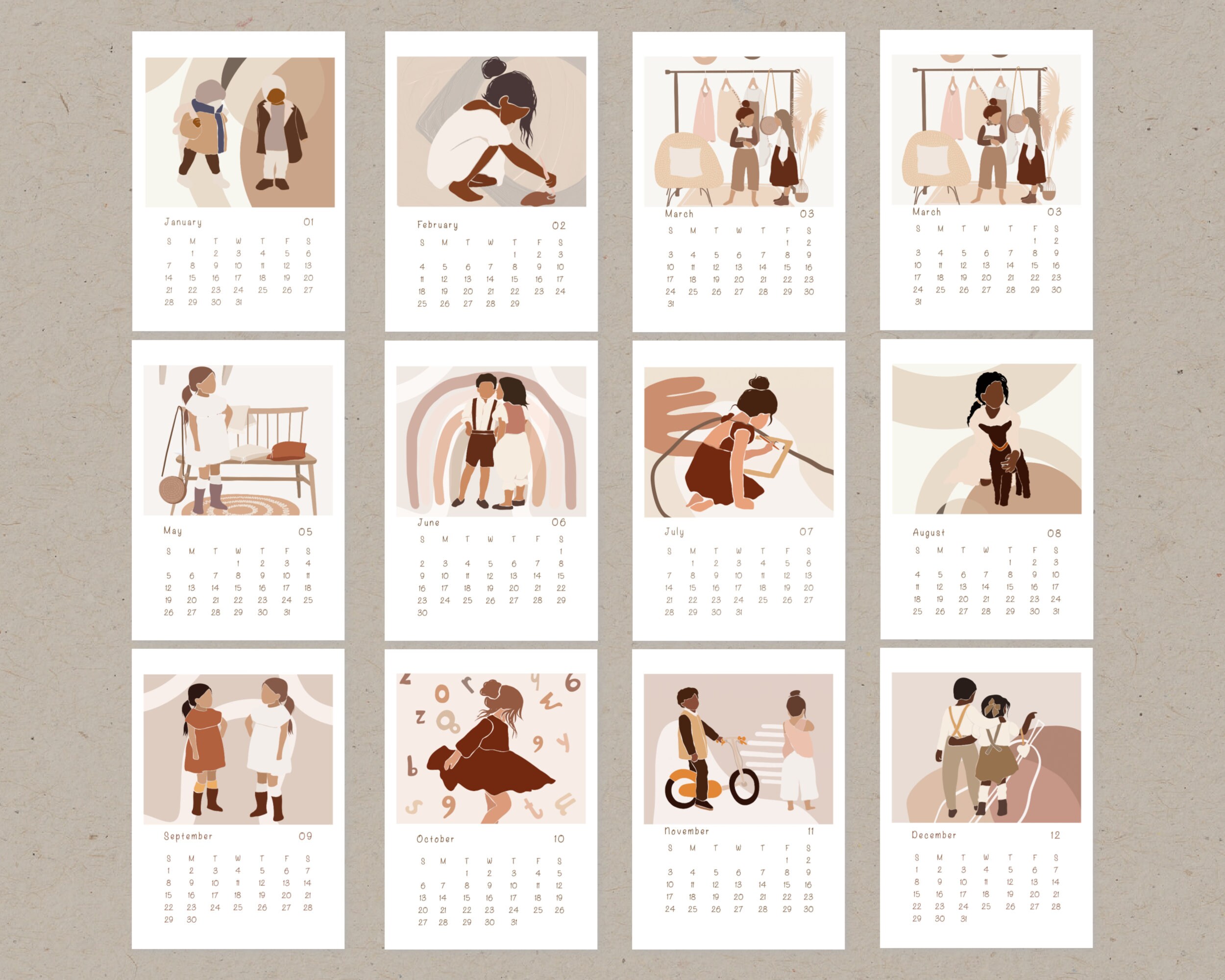 2024 Boho Kids Calendar Printable Boho Calendar for Kids Boho Calendar ...