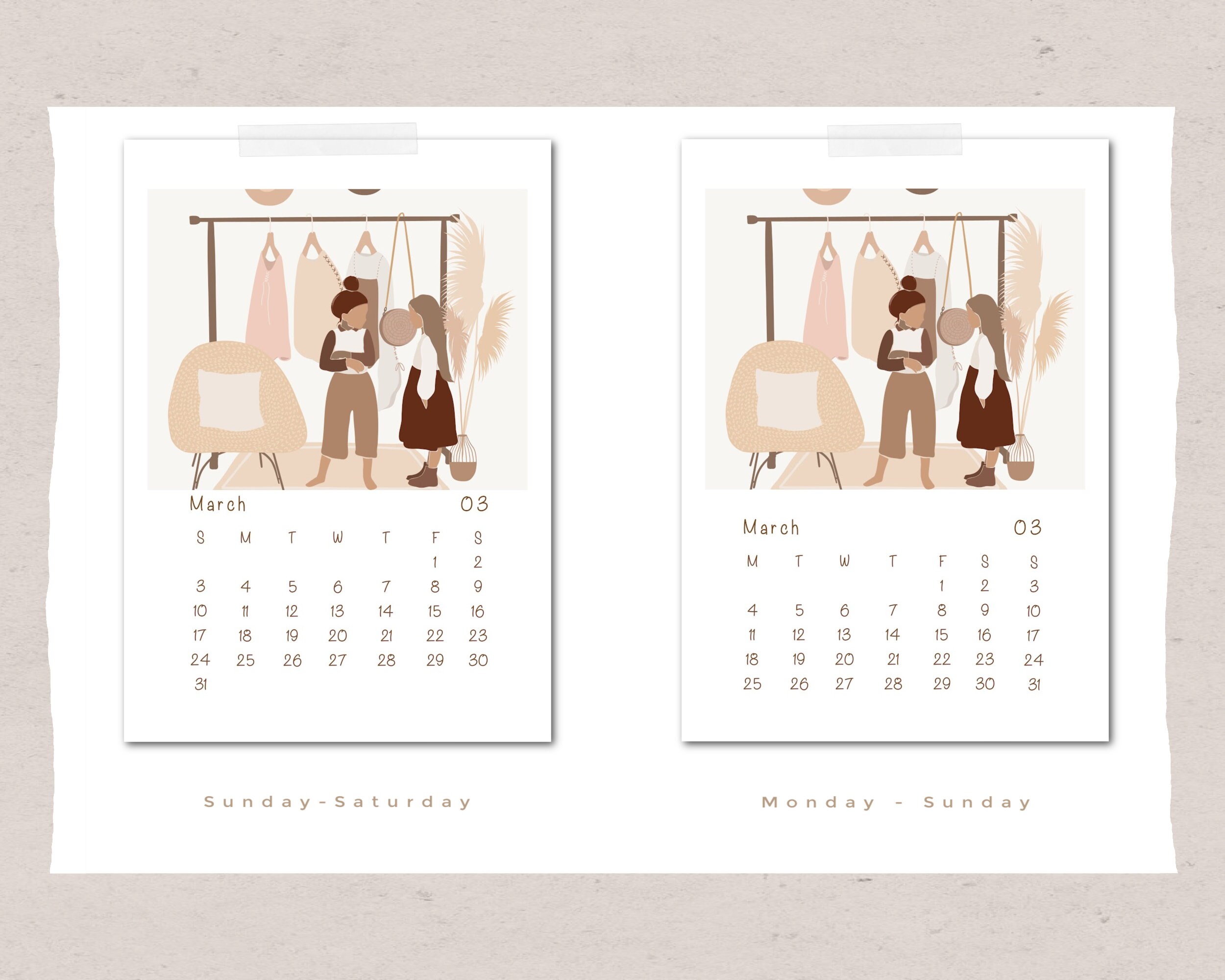 2024 Boho Kids Calendar Printable Boho Calendar for Kids Boho Calendar ...