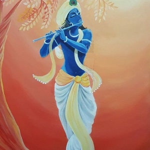 Lord Krishna O Hand Painted Painting on Canvas (without Frame) - Etsy Australia