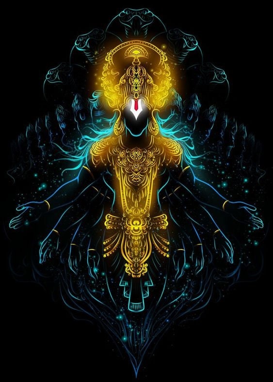 Lord Vishnu A Hand Painted Painting on Canvas (without Frame) - Etsy UK