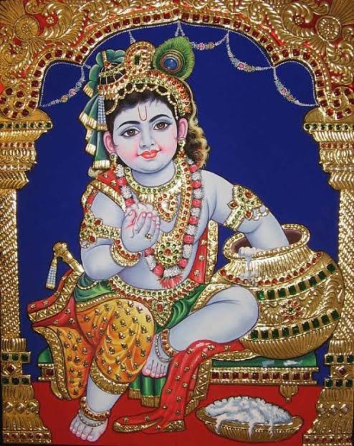 Krishna Bal Gopal F Tanjore Painting With Frame 18.inc X 17inc X1.15 ...