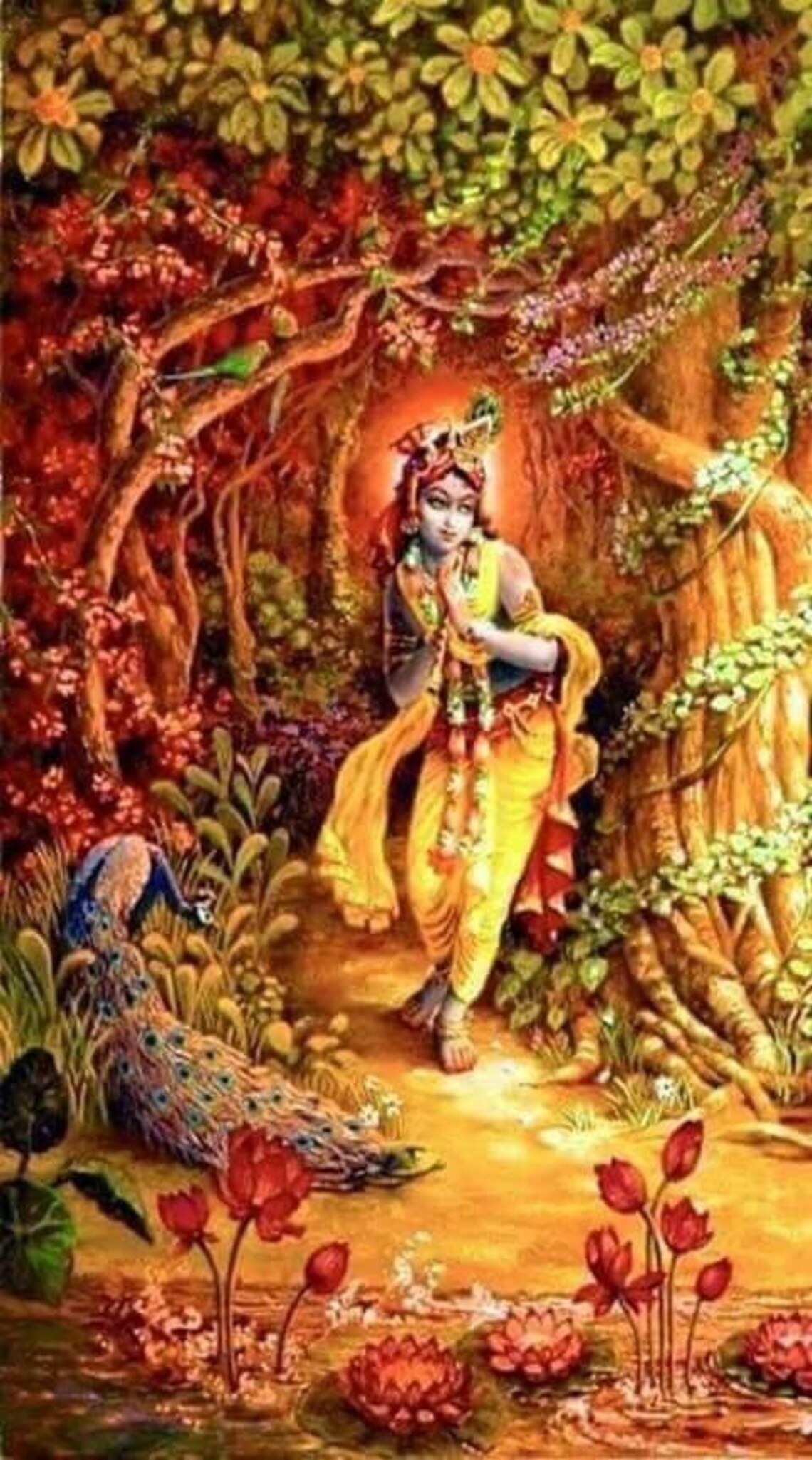 Krishna Hand Painted Painting on Canvas K without Frame - Etsy