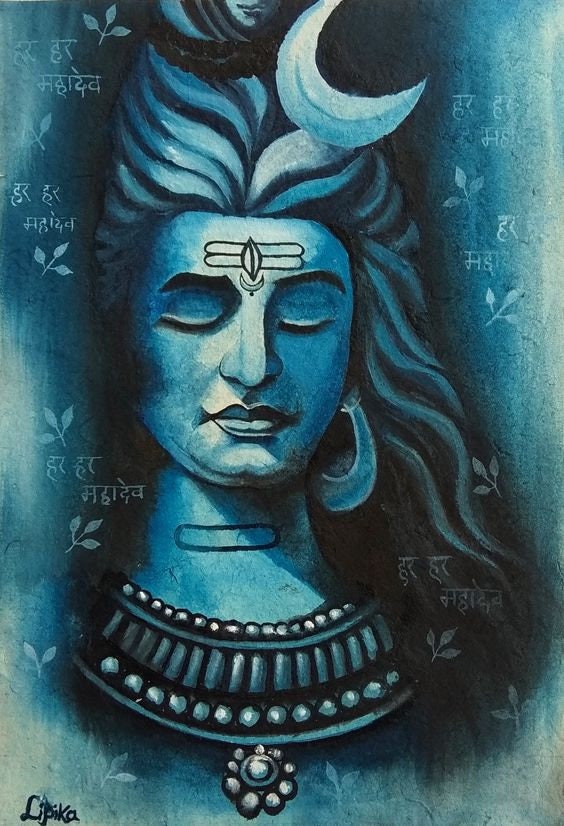 Lord Shiva Oil Painting Handpainted on Canvas without Frame - Etsy