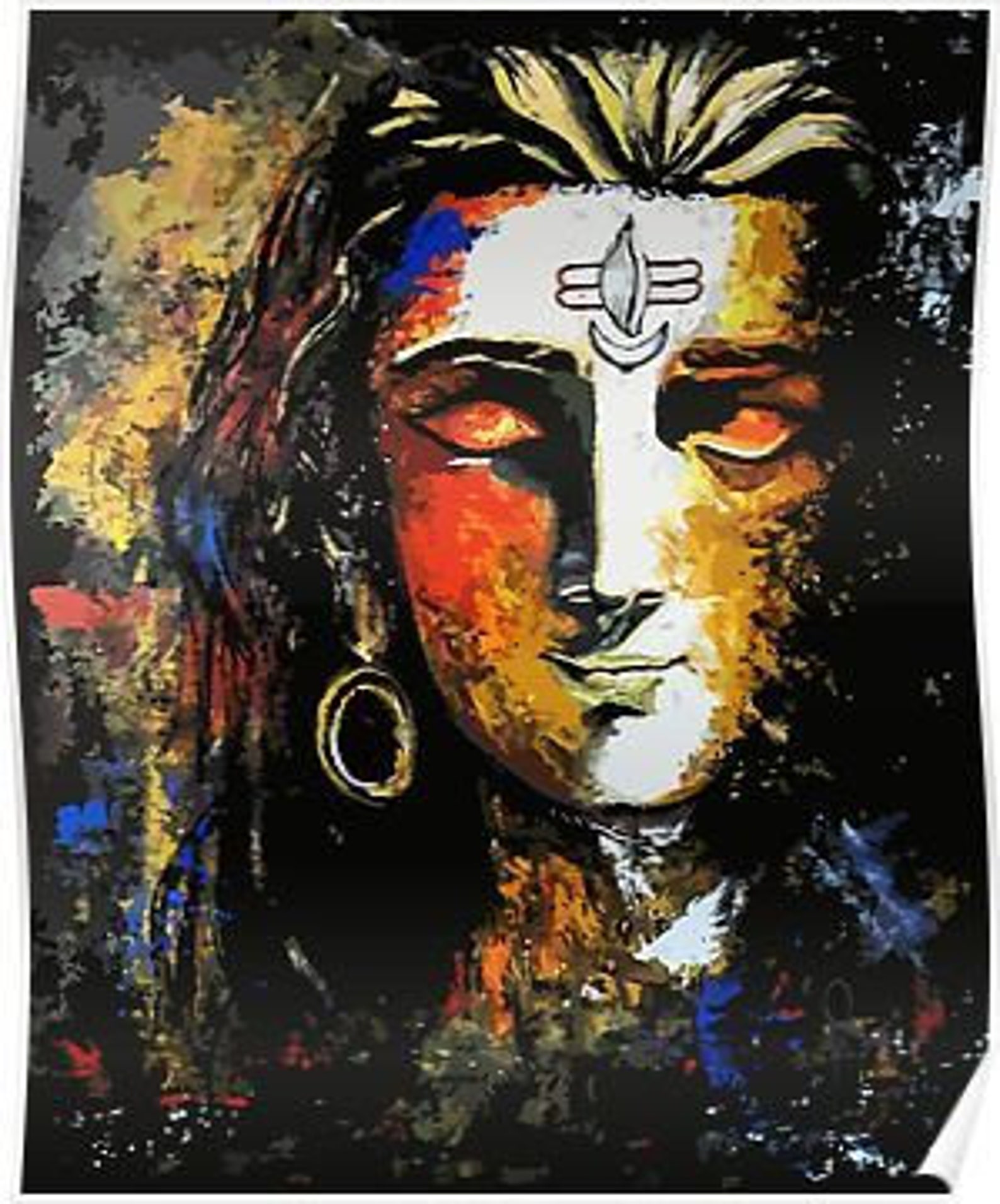 Lord Shiva Oil Painting Handpainted on Canvas G without Frame - Etsy