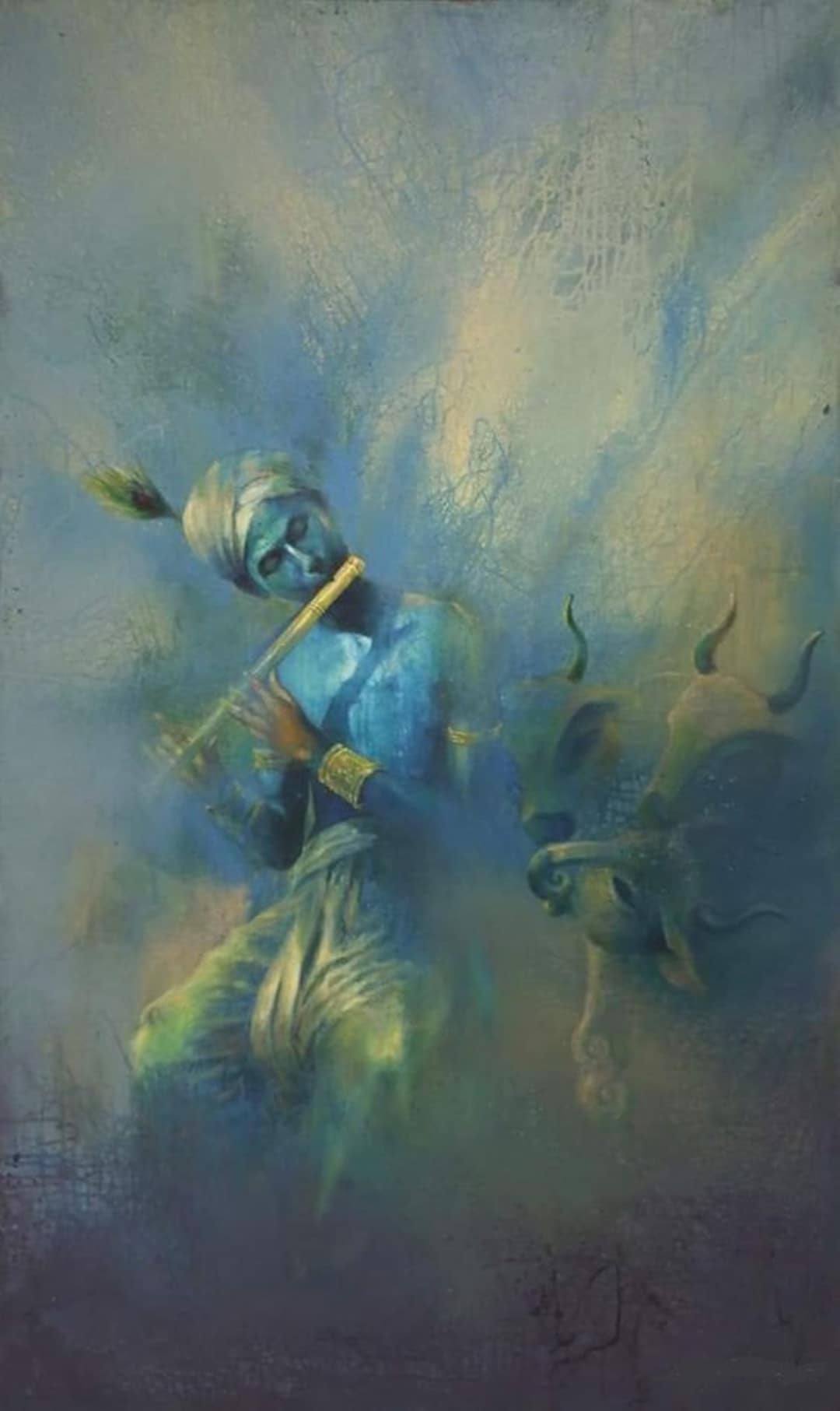 Krishna Hand Painted Painting on Canvas T without Frame - Etsy