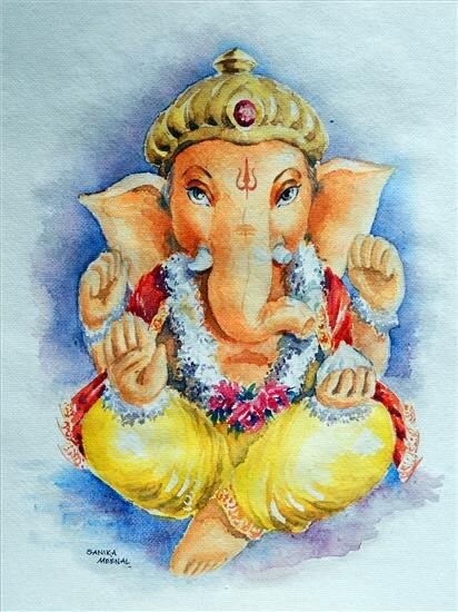 Lord Ganesha Oil Painting Handpainted on Canvas A without - Etsy