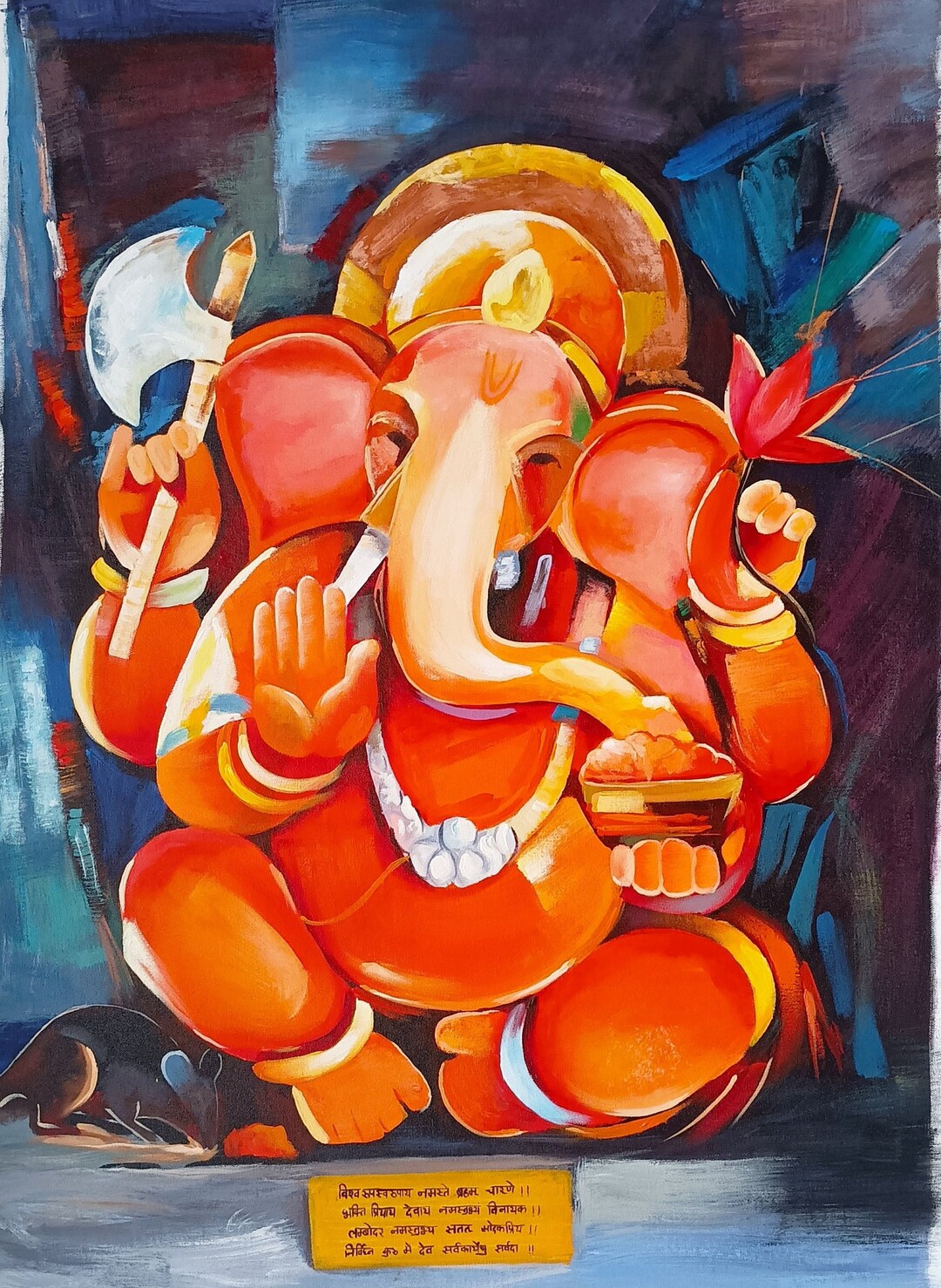 Lord Ganesha AA Hand Painted Painting on Canvas (without Frame) - Etsy