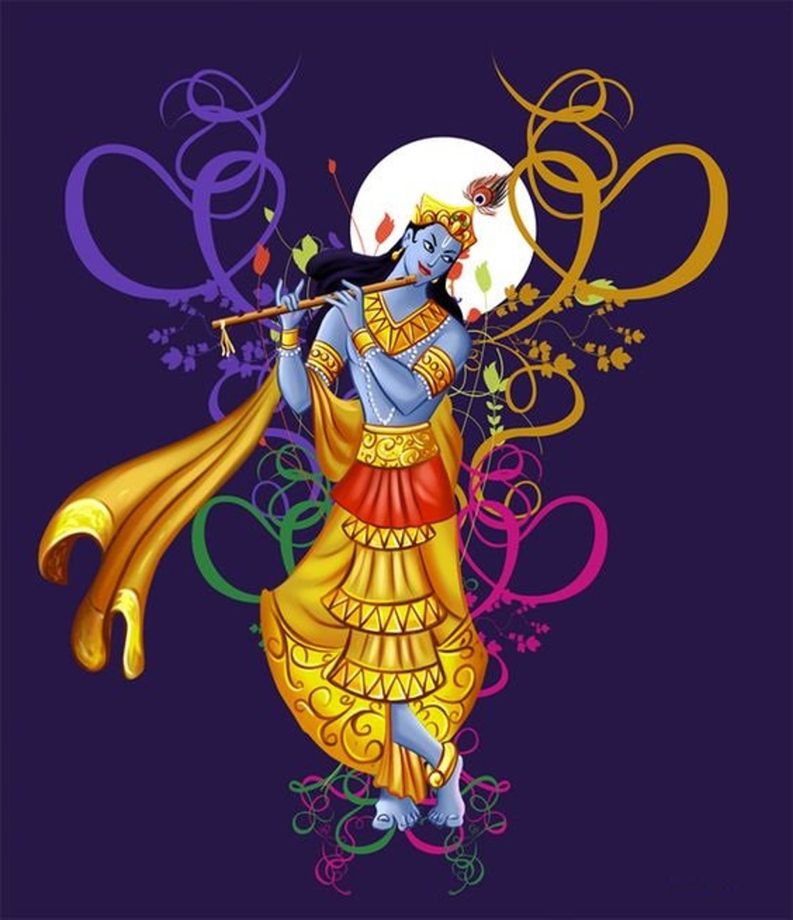 Lord Krishna K Hand Painted Painting on Canvas without Frame - Etsy