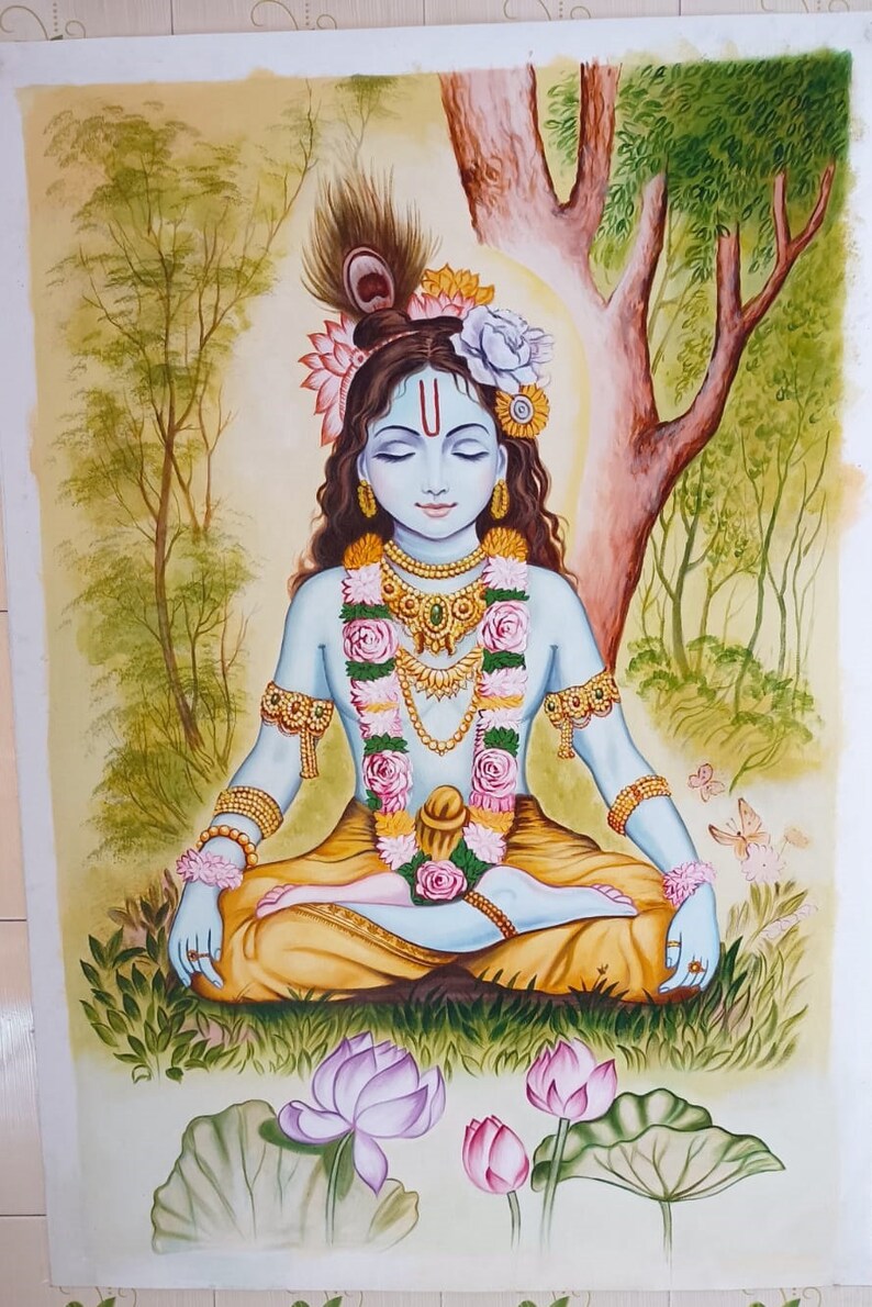 Lord Krishna F Hand Painted Painting on Canvas without Frame - Etsy
