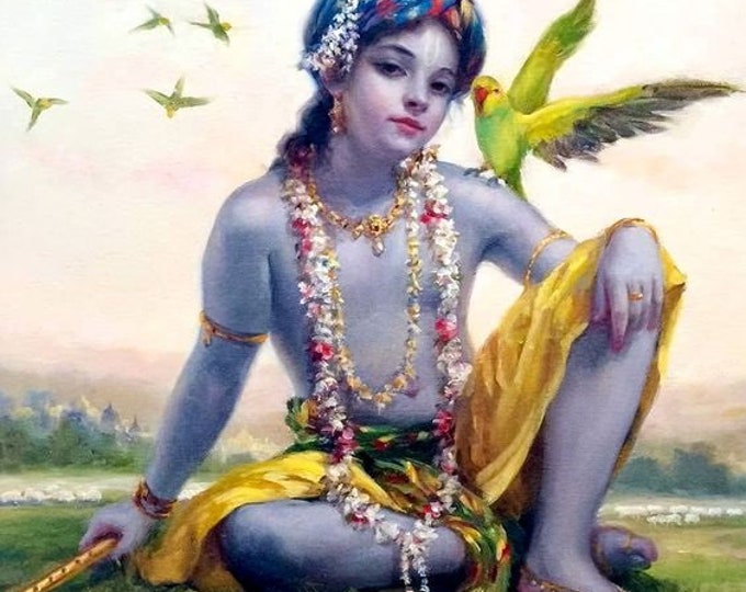 Krishna Hand Painted Painting on Canvas C No Frame - Etsy Canada