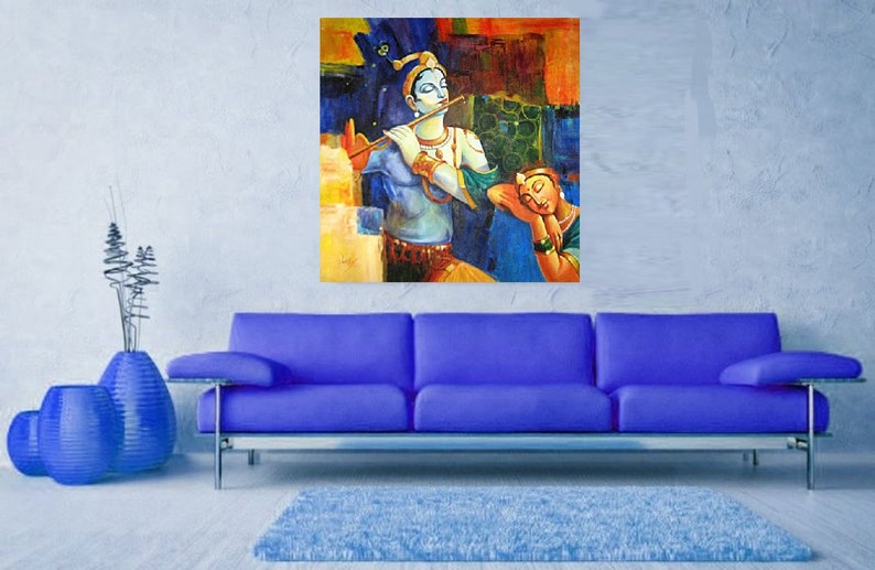 New Radha and Krishna Hand Painted Painting on Canvas without Frame - Etsy