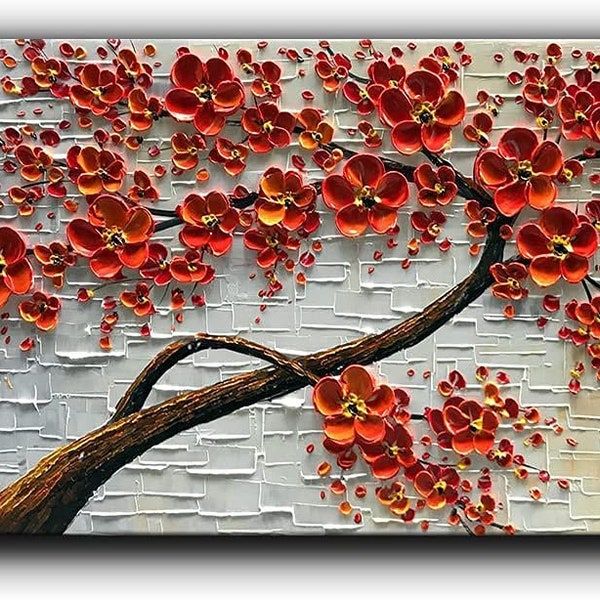 Red Tree Painting - Etsy