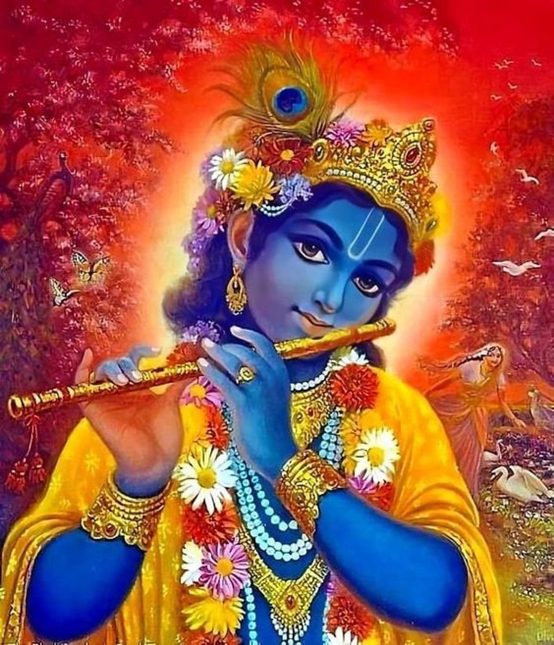 Lord Krishna D Hand Painted Painting on Canvas without Frame - Etsy