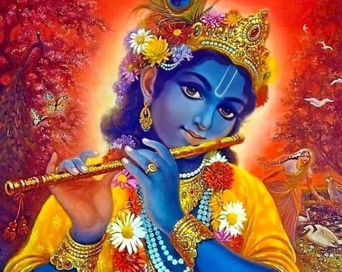 Krishna Hand Painted Painting on Canvas C No Frame - Etsy Canada