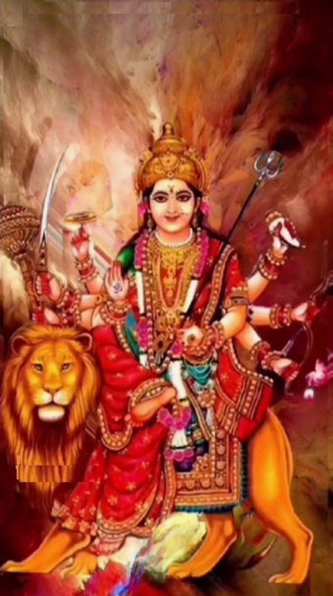 Devi Durga Hand Painted Painting on Canvas No Frame - Etsy