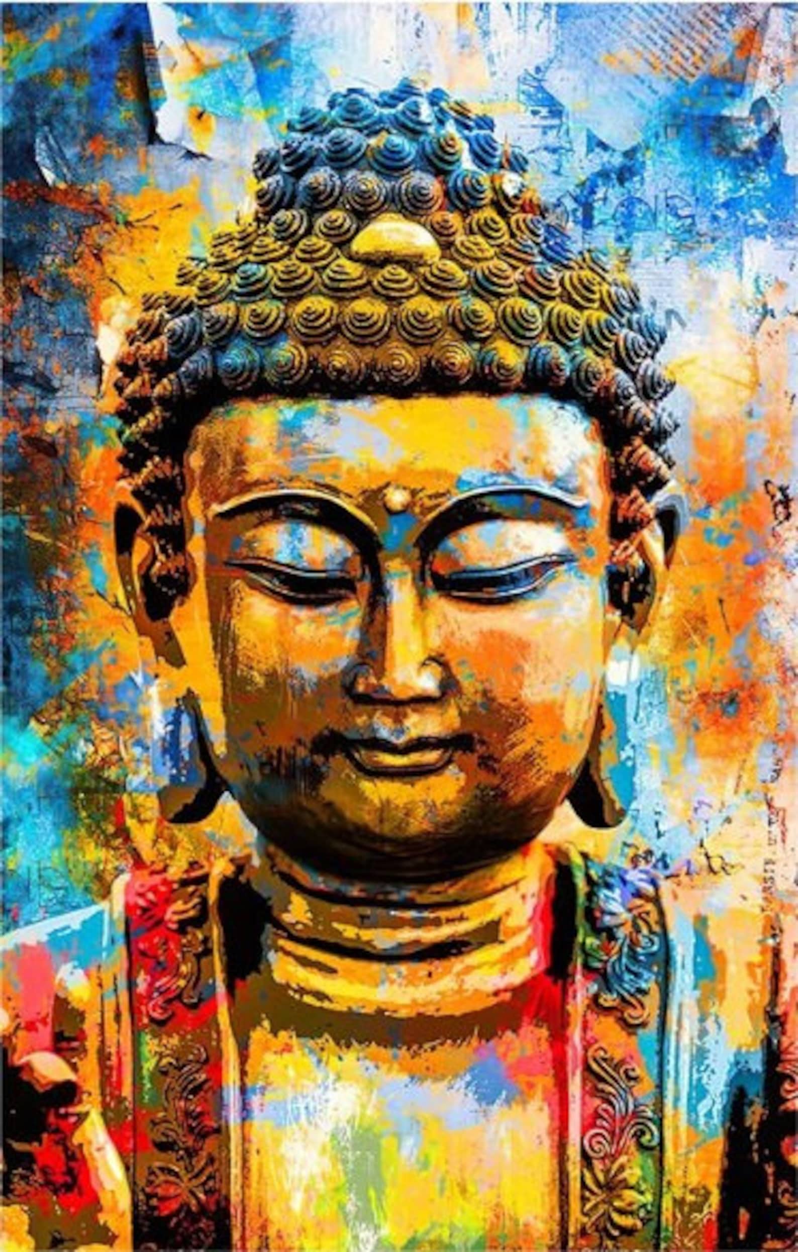 Lord Buddha A Hand Painted Painting on Canvas without Frame - Etsy