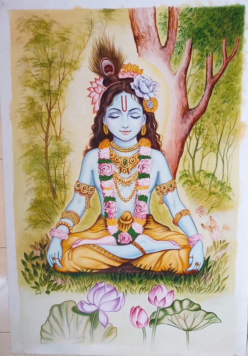 Lord Krishna F Hand Painted Painting on Canvas without Frame - Etsy