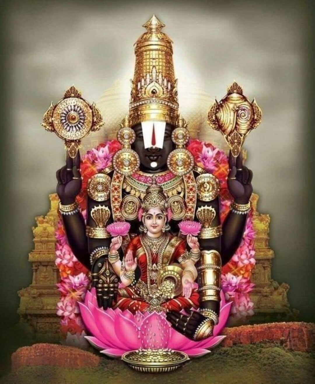 Buy Balaji and Lakshmi Jee F Traditional Tanjore Painting With Frame 18 ...