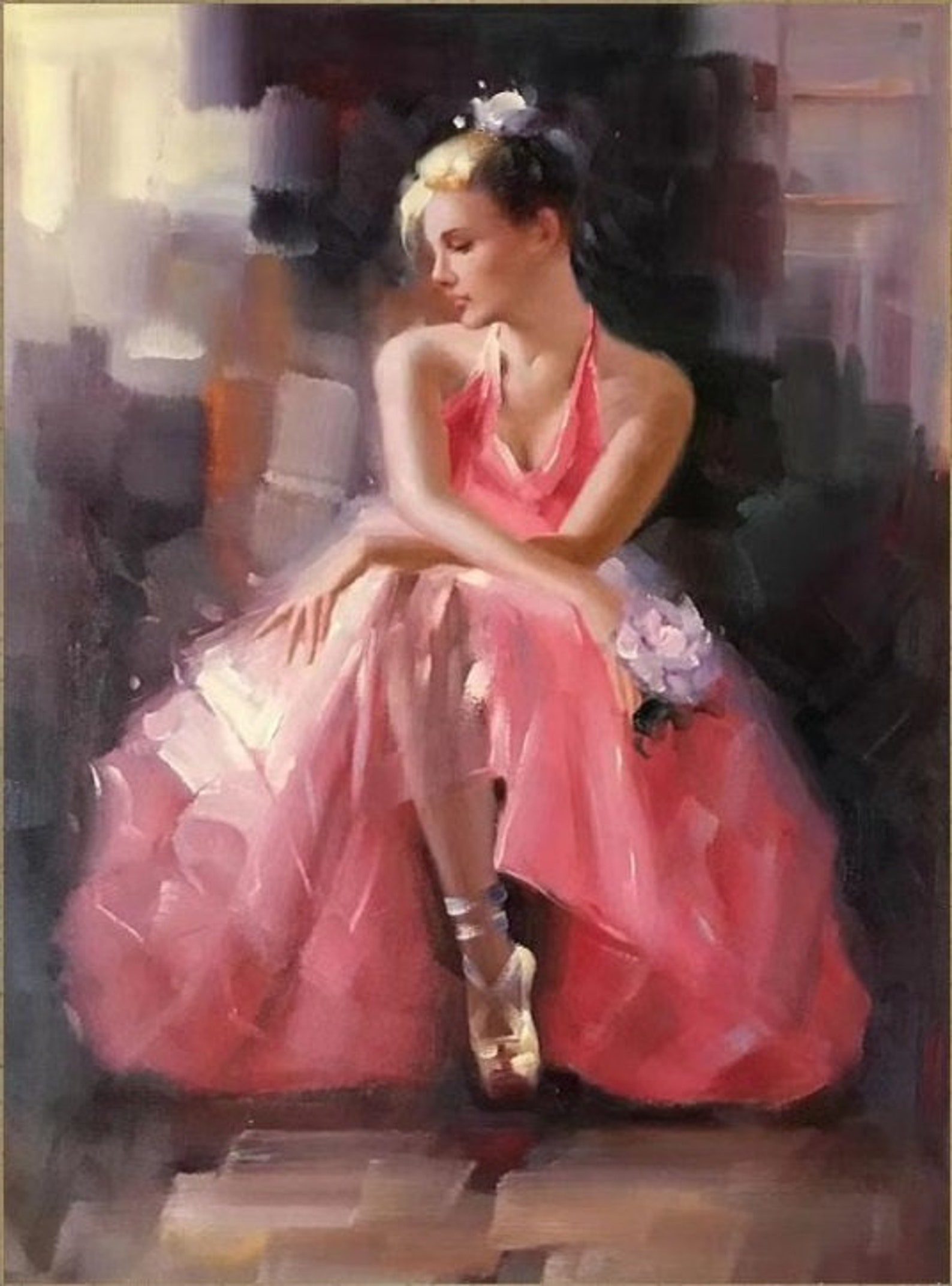 A Girl Hand Painted Paintings on Canvas Wall Art Painting without Frame ...