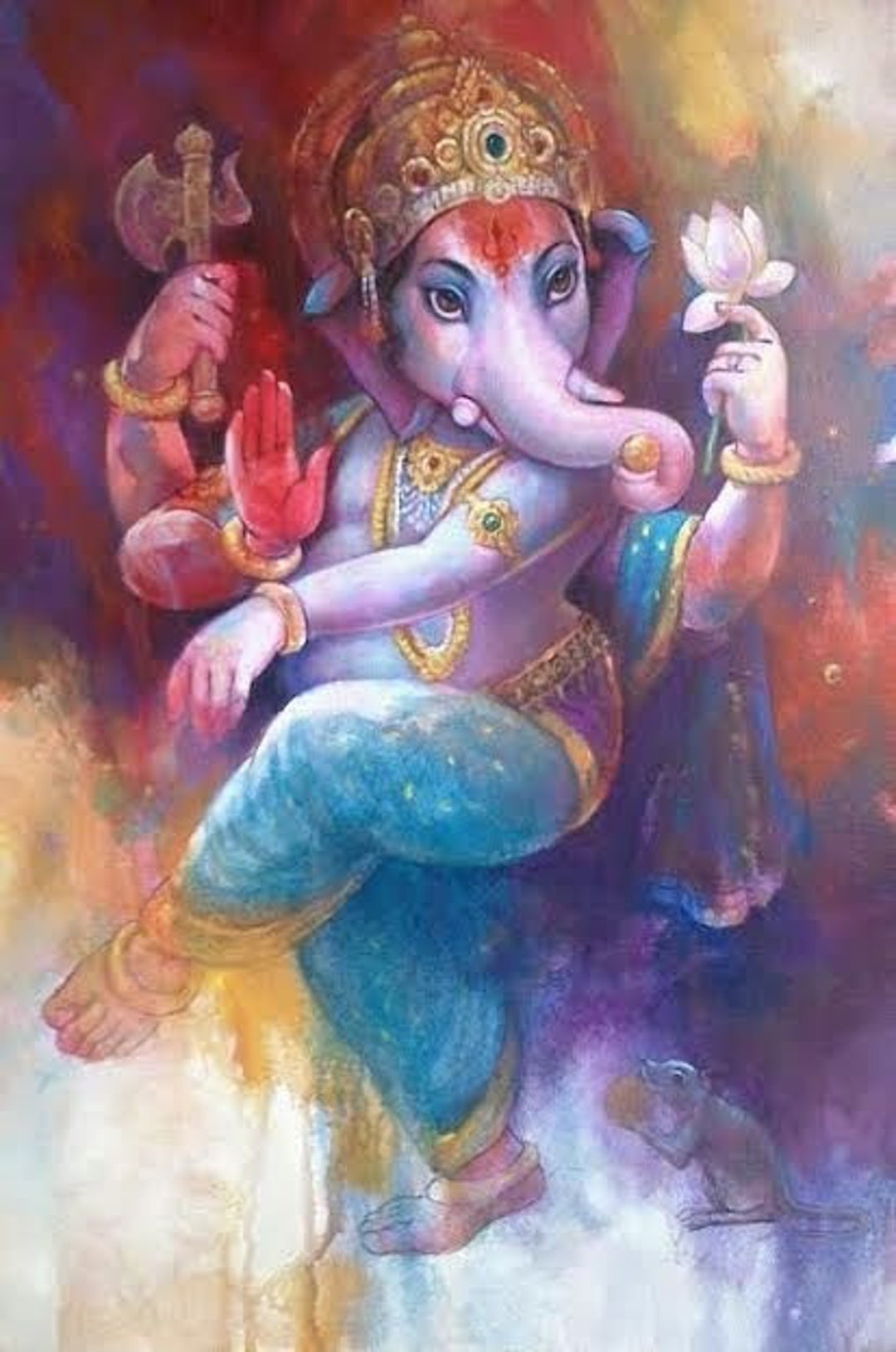 Lord Ganesha V Hand Painted Painting on Canvas (without Frame) - Etsy